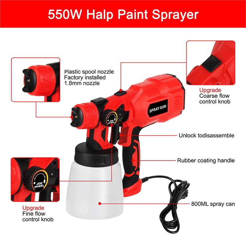 Valianto1,8 Mm -Es Spray -Pisztoly 550W 220 V 800 Ml Nagyteljesítményű ...