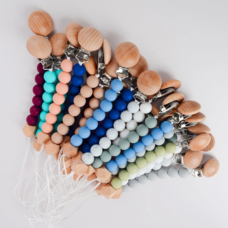 Baby-Pacifier-Clip-Silicone-Bead-Infant-Teether-Soother-Anti-drop-Chain ...