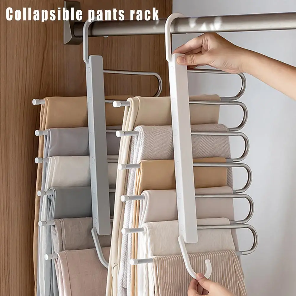 Folding-Trouser-Rack-Stainless-Seamless-Anti-slip-Closet-Organizer ...