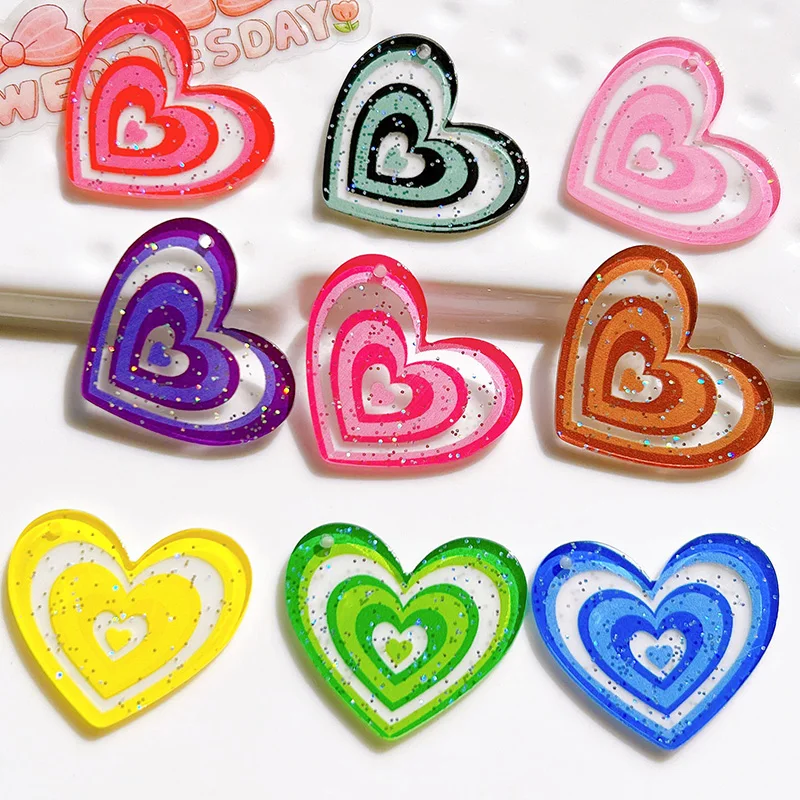 10pcs Bling Transparent Love Acrylic Earring Charms Lots Love Hearts ...
