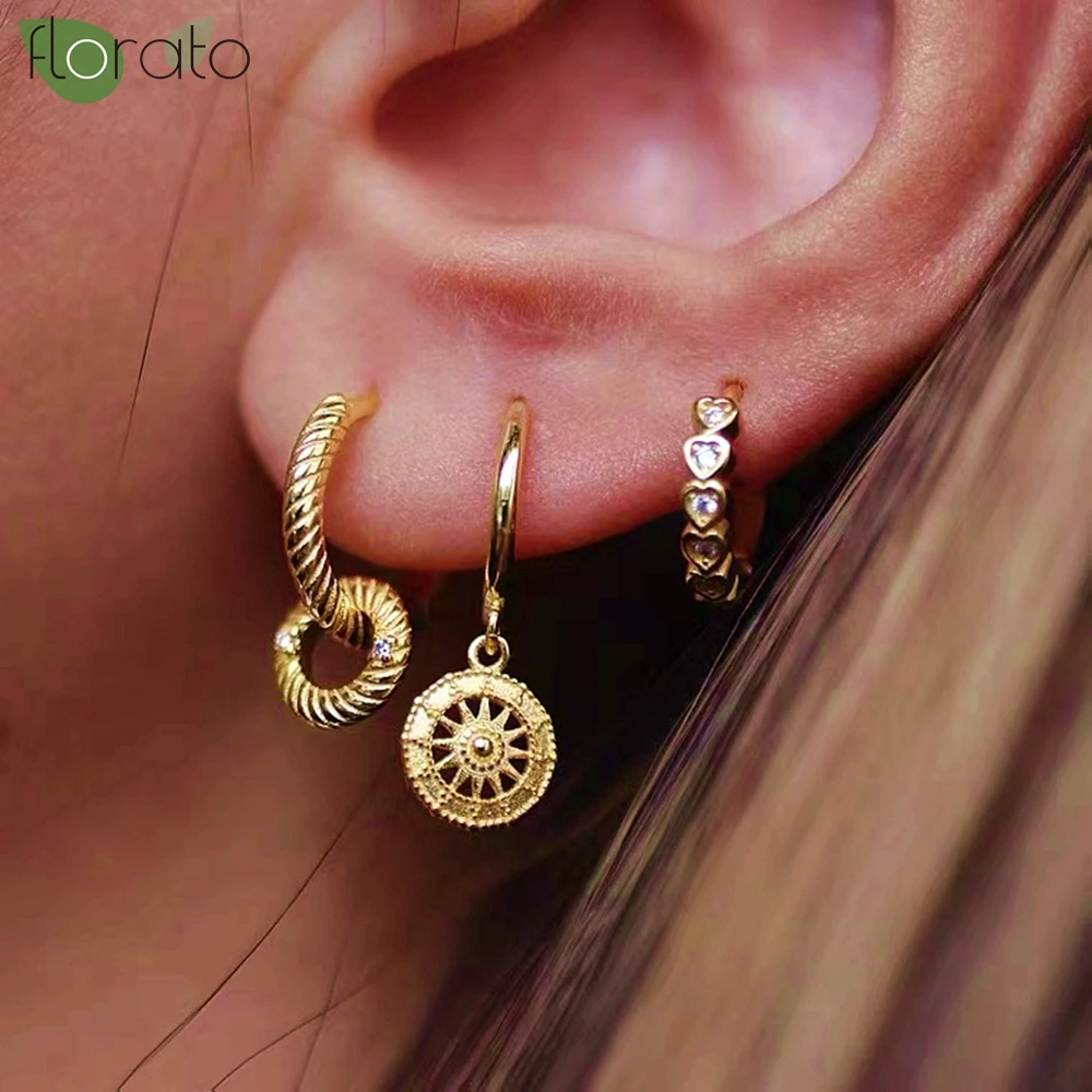 925-Sterling-Silver-Needle-Minimalist-Double-Loop-Gold-Earrings-10mm-Small-Hoop-Earrings-for ...