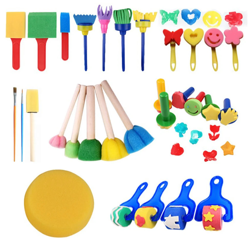 30pcs-Drawing-Teaching-Tool-Children-Student-Sponge-Paint-Brushes ...