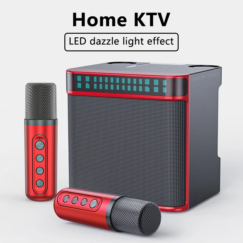 100W High Power Wireless Portable Microphone Colorful LED Bluetooth Speaker Sound Family Party ...