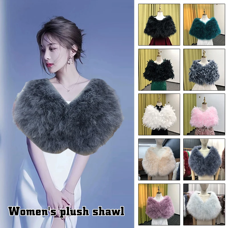 Solid-Color-Fur-Shawls-Elegant-White-Ostrich-Feather-Coats-Wedding-Fur ...