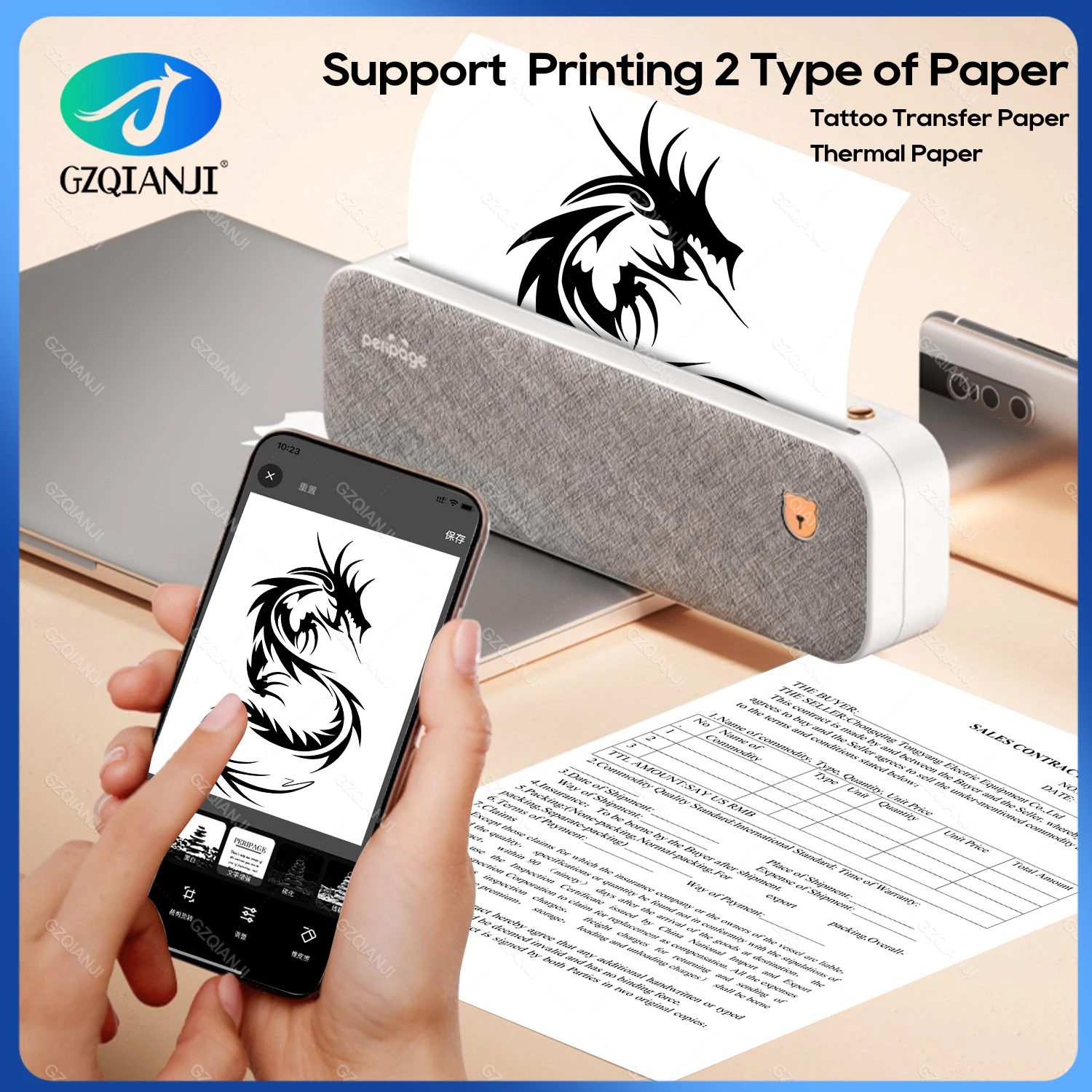 Easy-Carry-Wireless-Portable-HD-Thermal-Peripage-A4-Printer-Machine-for ...