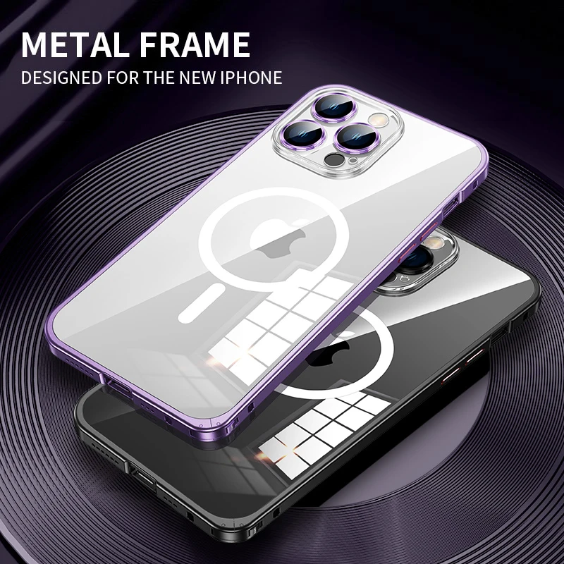 Magnetic-Phone-Case-For-Iphone-12-13-14-Pro-Max-Plus-Aluminum-Metal ...