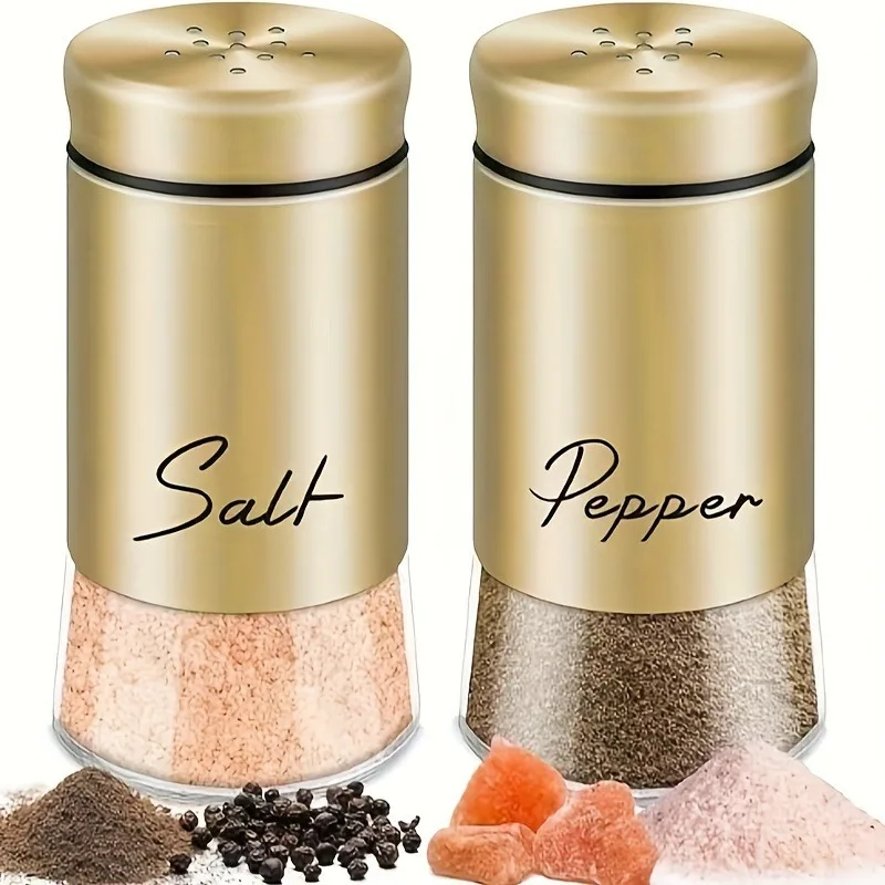 2pcs/set Salt and Pepper Shakers - Kitchen Spice Storage Jars with ...