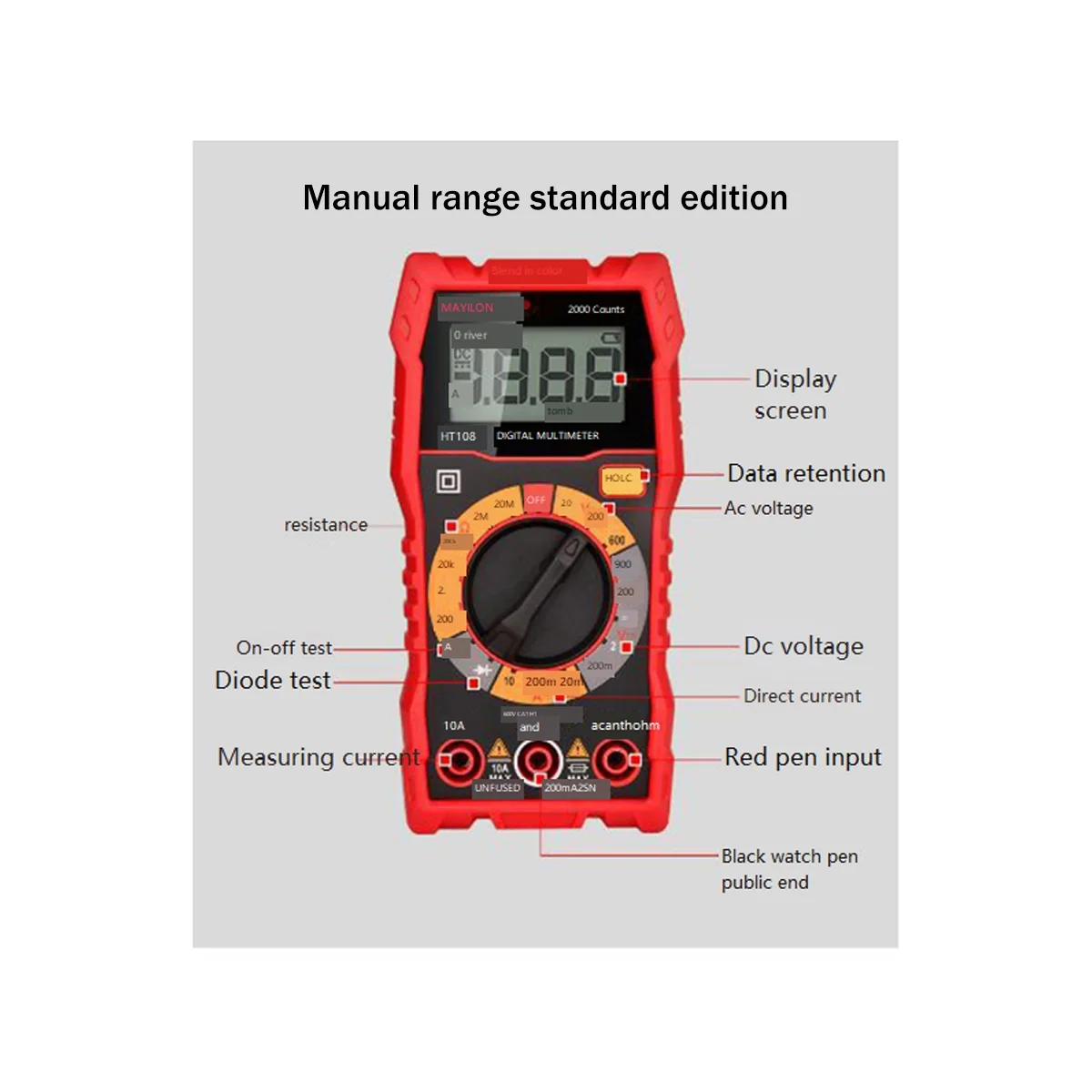 MAYILON-HT108L-Multimeter-Digital-Professional-Voltmeter-Ammeter-Range ...