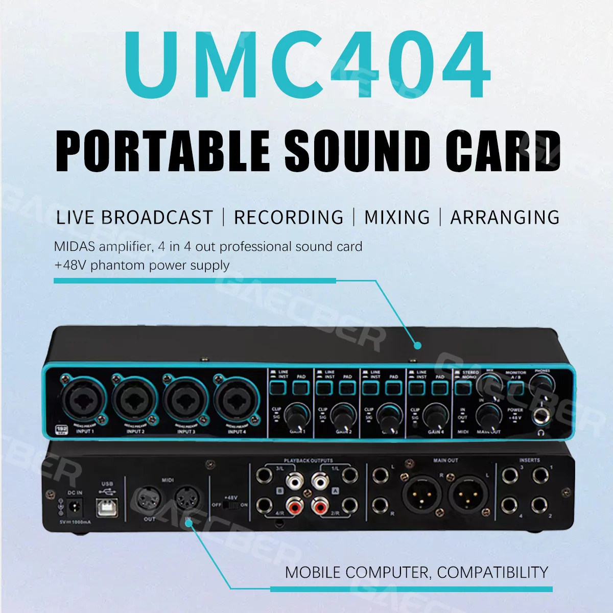 Audio-Interface-Depusheng-UMC404-Professional-Sound-Card-with ...