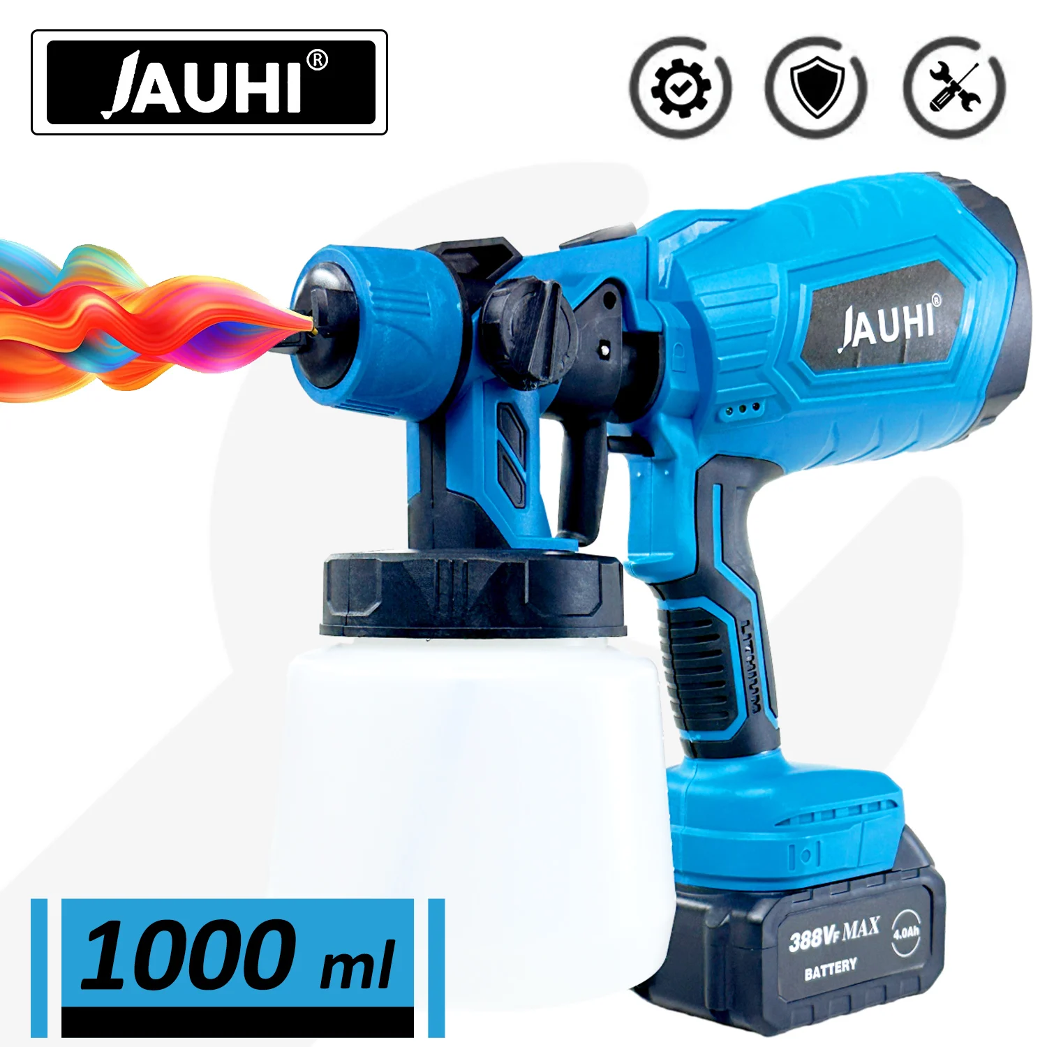 JAUHI-1000ML-Electric-Spray-Gun-High-Power-Cordless-Paint-Sprayer-HVLP ...
