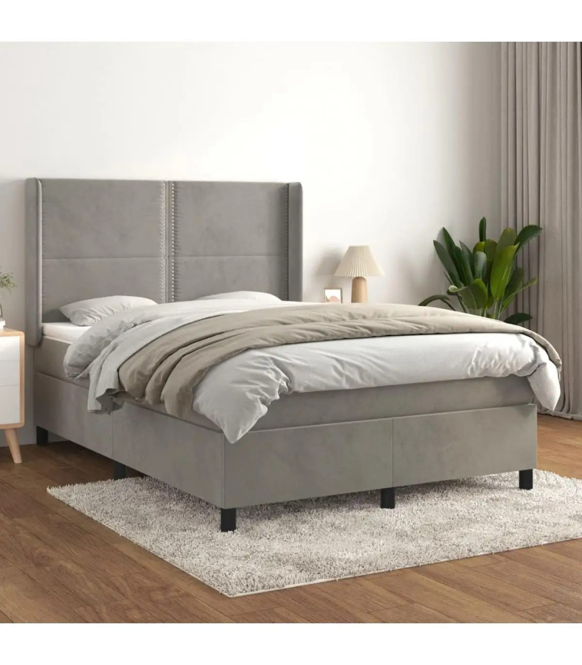 Bed-boxes-and-bed-box-spring-beds-with-mattress-velvet-light-gray ...