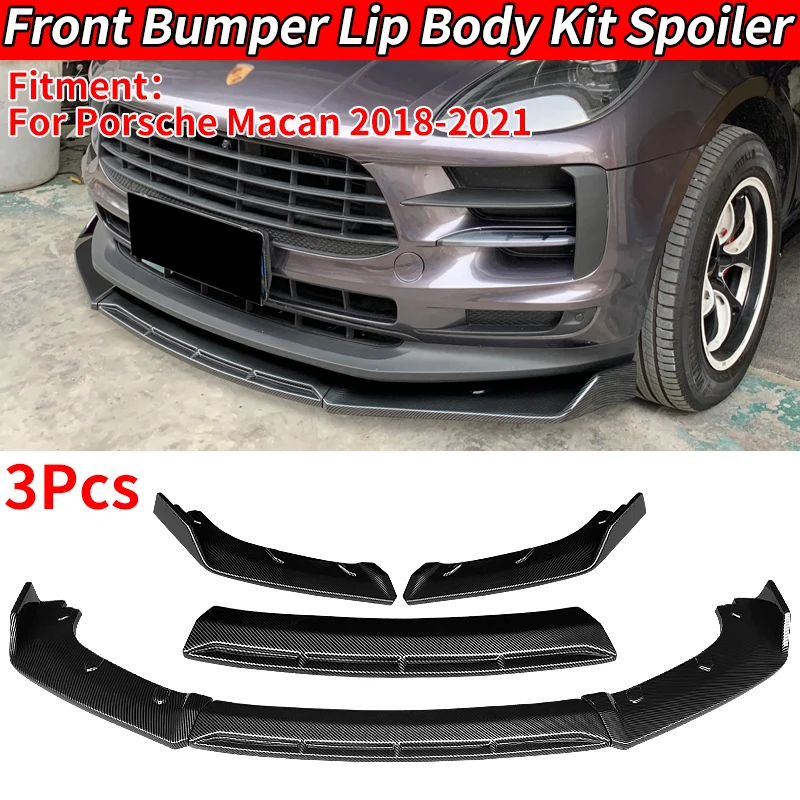 For-Porsche-Macan-2018-2021-Car-Front-Bumper-Spoiler-Protector-Plate ...