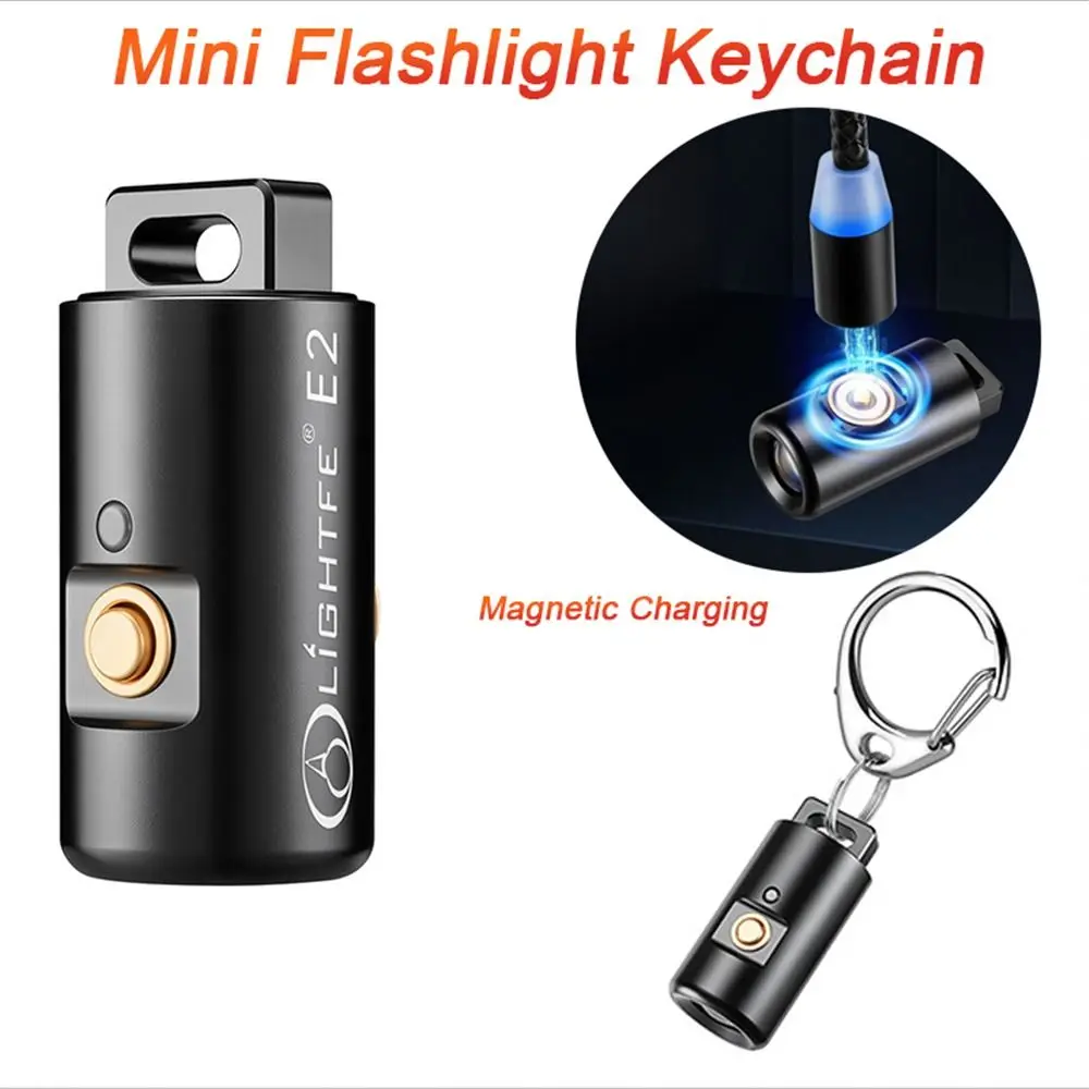 High Quality 6g Mini Flashlight Keychain 6-Mode Strobe Sos USB Magnetic Charging Ultra-Thin ...