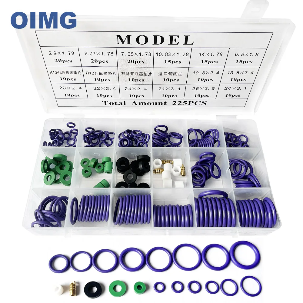 225Pcs NBR O Rings Set For Car A/C System R22/R134a Air Conditioning ...