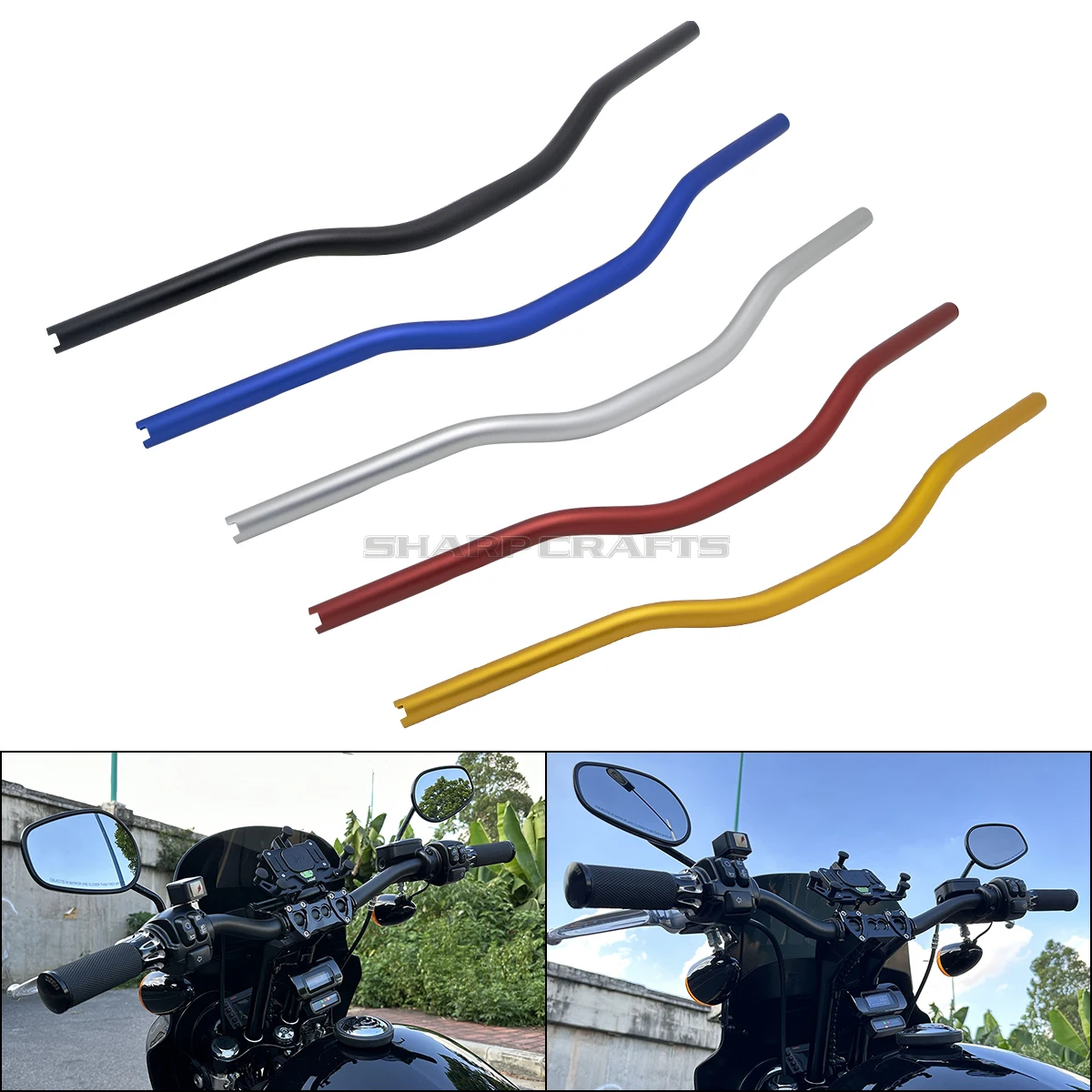 Motorcycle-Handlebar-for-Harley-Dyna-Street-Bob-Softail-Sportster ...