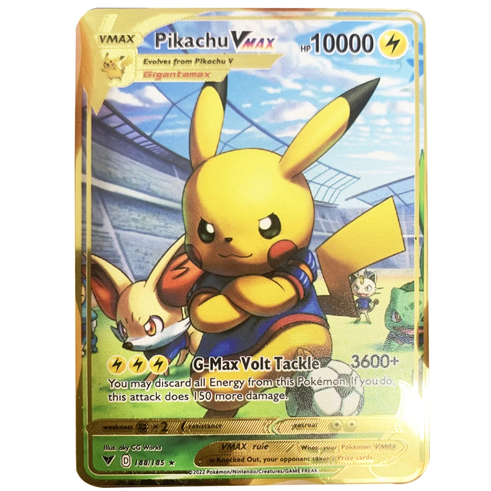2024New Pokémon Cards Metal Letters English Iron Cards Mewtwo Pikachu ...