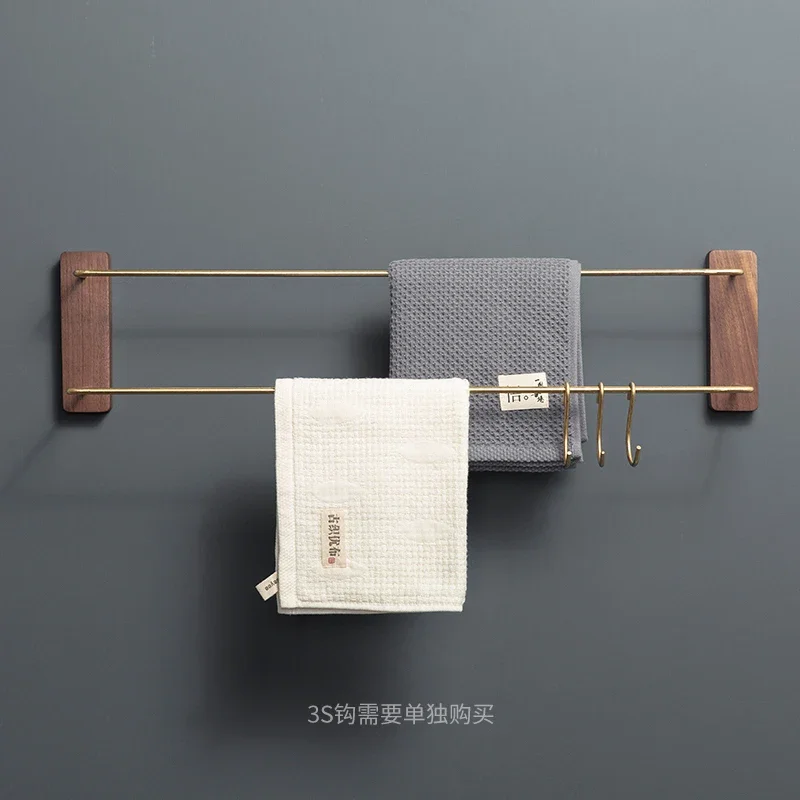 Hot-Sale-Walnut-Bathroom-Shelf-Punch-Free-Bath-Towel-Holder-Durable-and ...