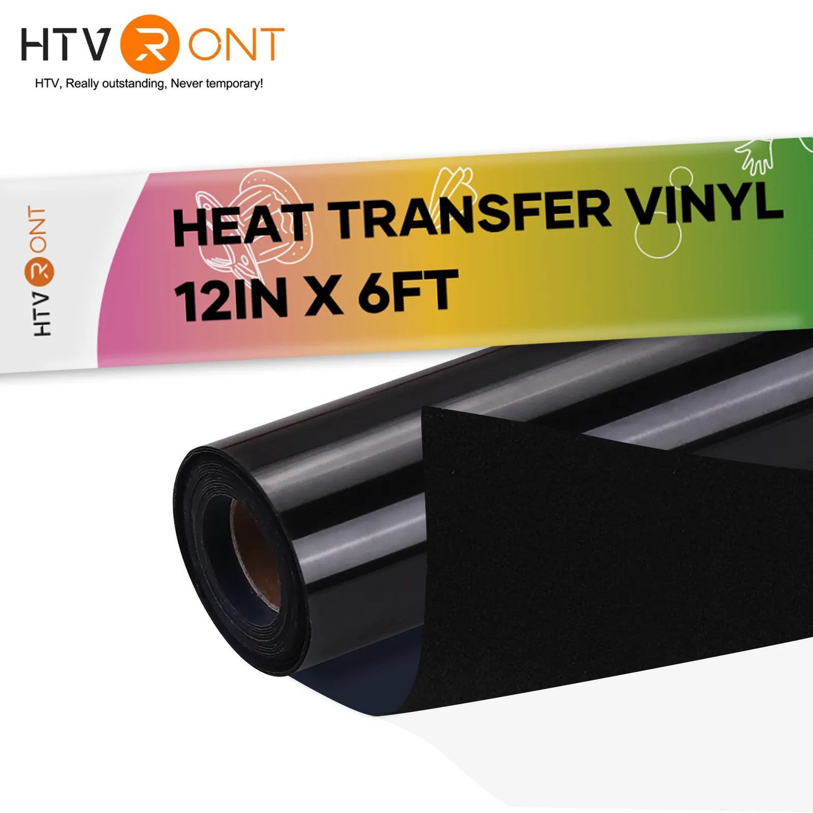 HTVRONT-12X6ft-30x180cm-Flocking-Heat-Transfer-Vinyl-Roll-Lettering ...