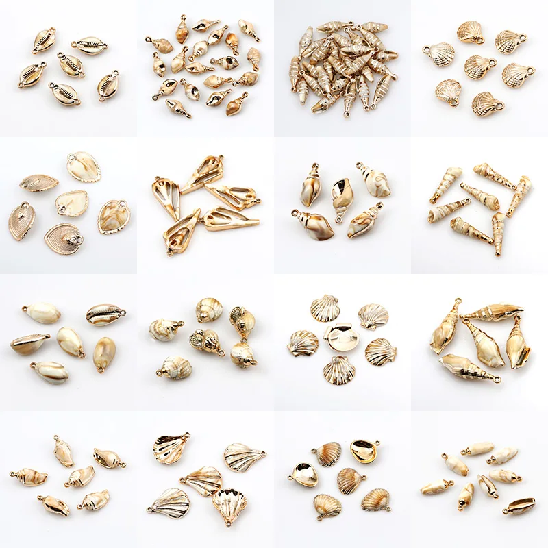 5-20pcs-Gold-Color-Acrylic-Shell-Pendant-Conch-Shell-Charms-For-Jewelry ...