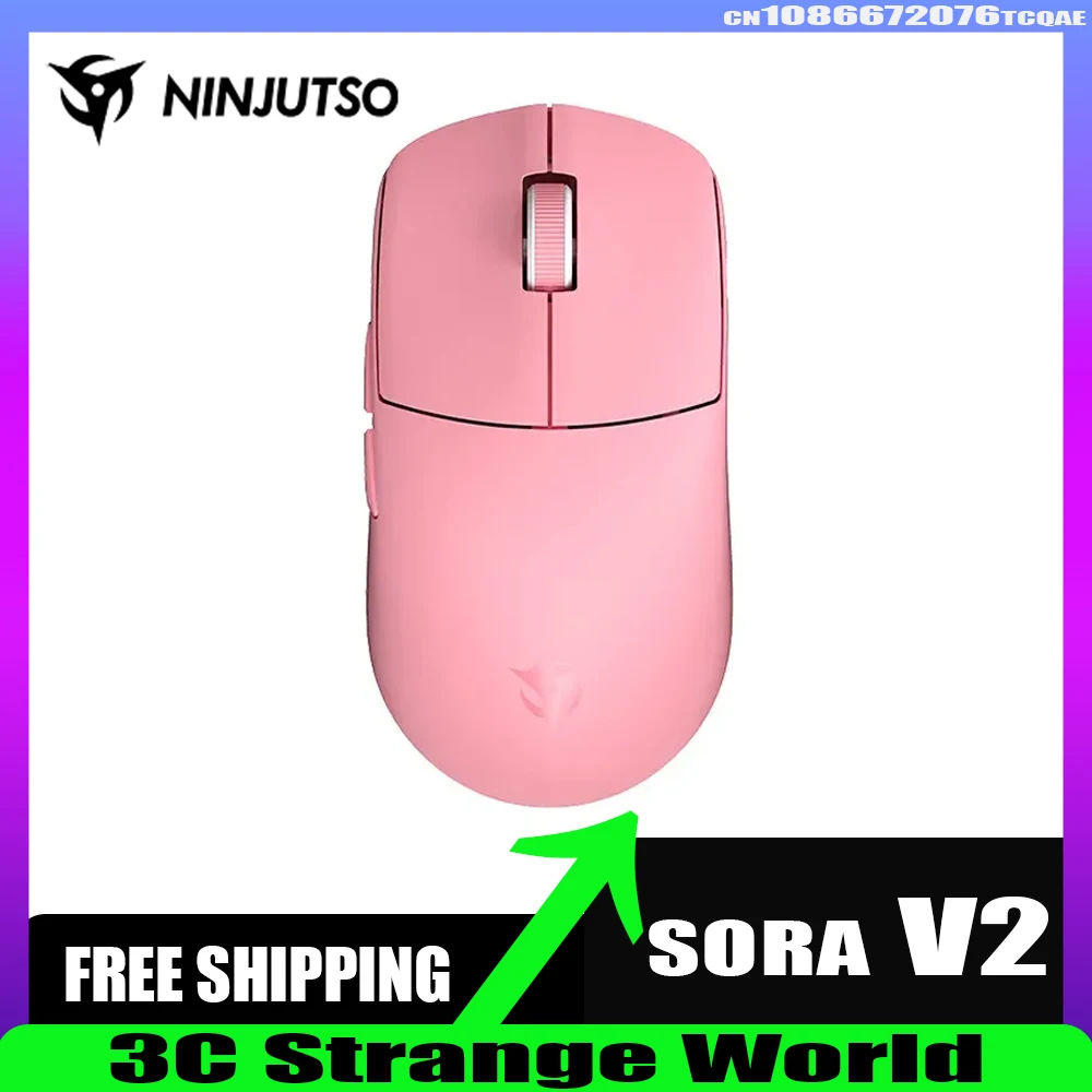 Ninjutso-Sora-V2-Pink-Mosue-Paw3395-Tri-Mode-Bluetooth-Wireless-Mice ...