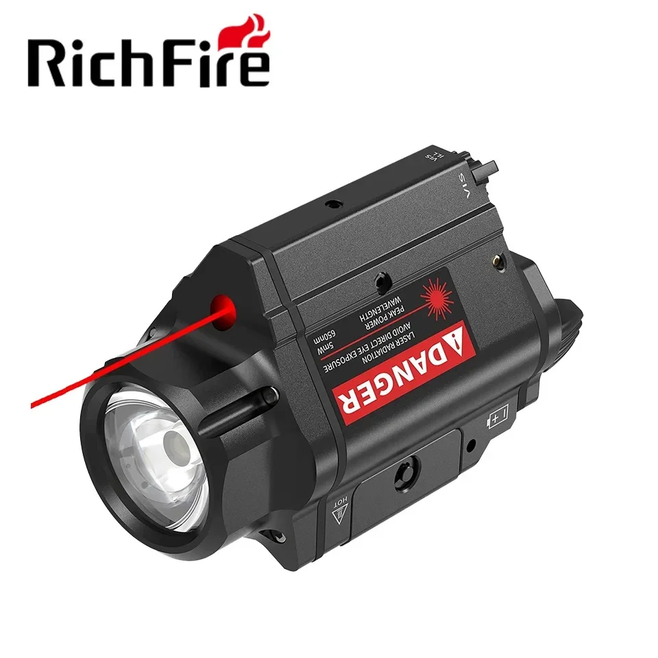 Richfire-Tactical-Flashlight-White-800LM-Red-Laser-Sight-LED-Combo ...