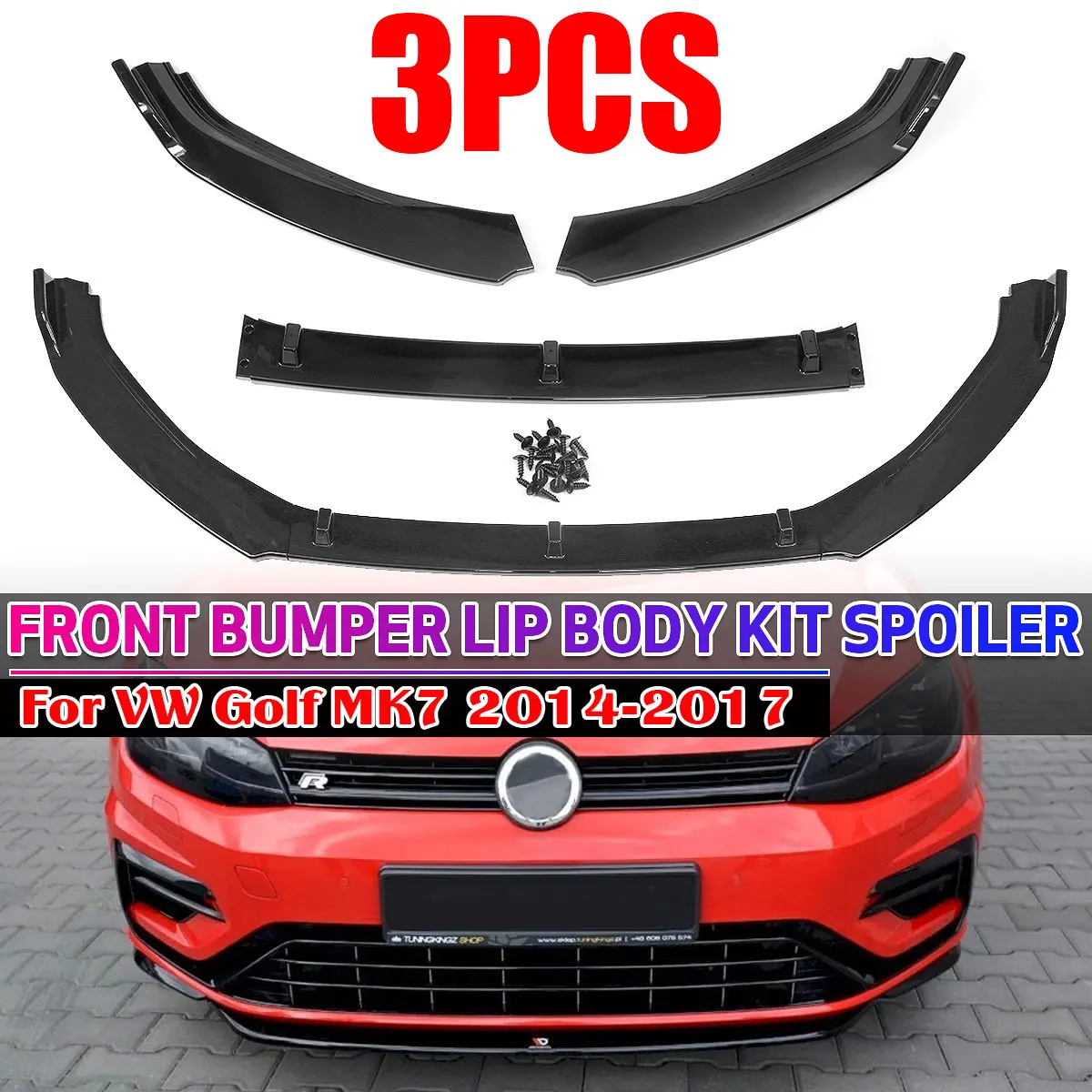 3PCS-Car-Front-Bumper-Splitter-Lip-Spoiler-Diffuser-Guard-Body-Kit ...