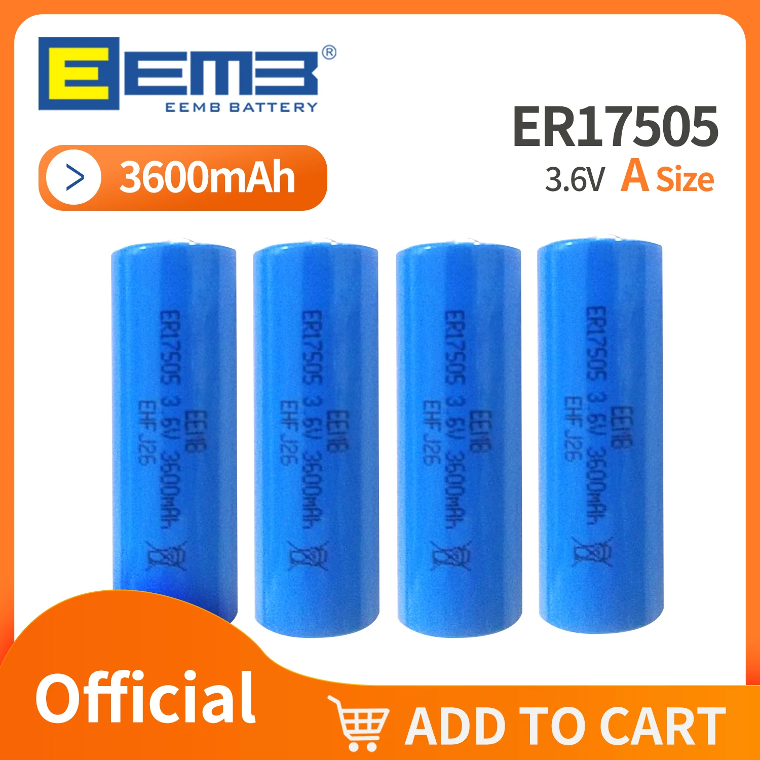 optional 4/10/50PCS EEMB lithium battery 3.6V ER17505 Non rechargeable ...