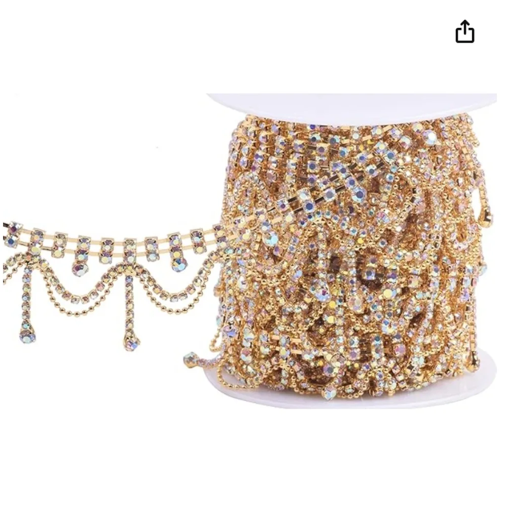 Rhinestone-Ribbon-Chain-Diamond-Crystal-Fringe-Trim-beaded-Chain ...