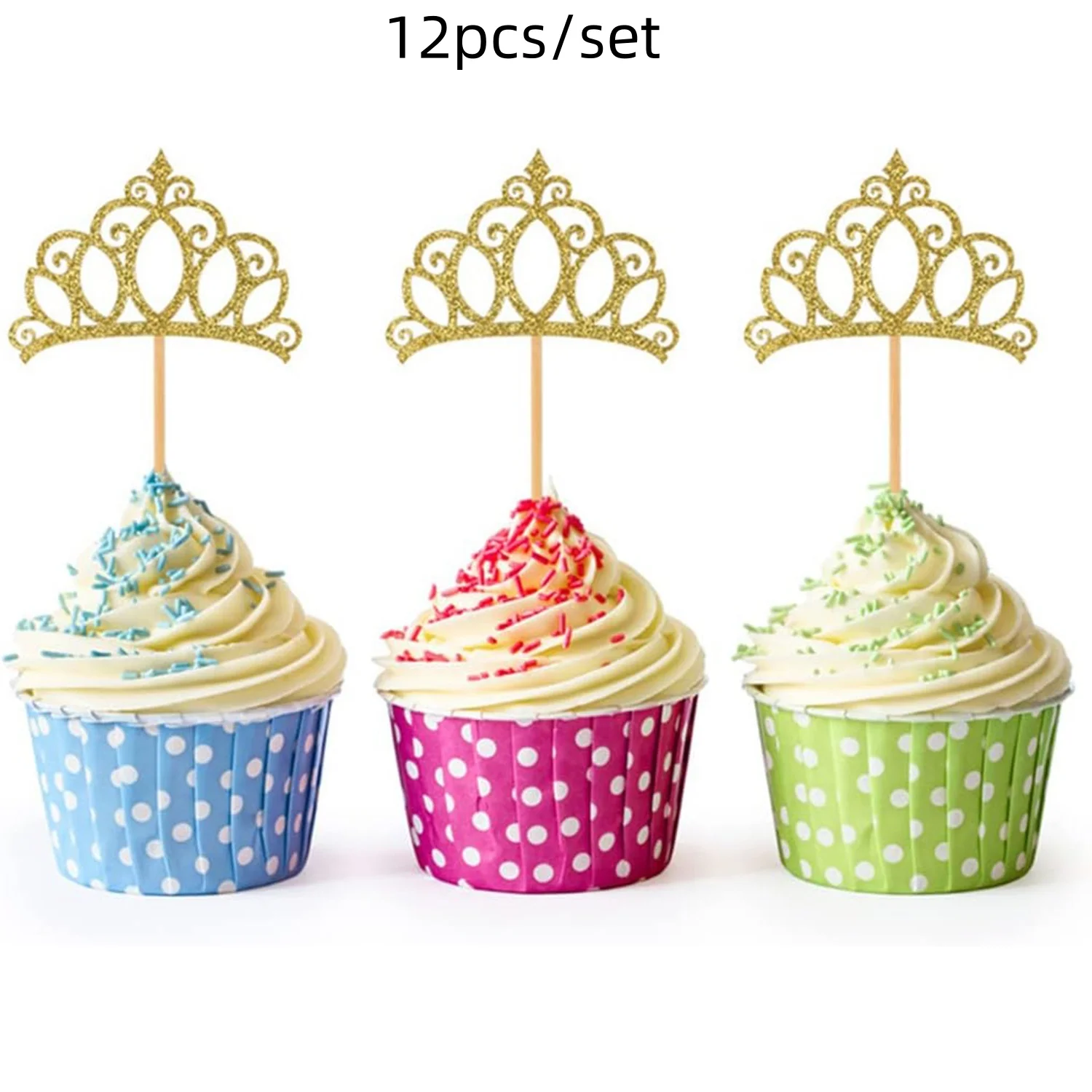 Décoration de gâteau couronne dorée, 12 pièces, amour joyeux ...