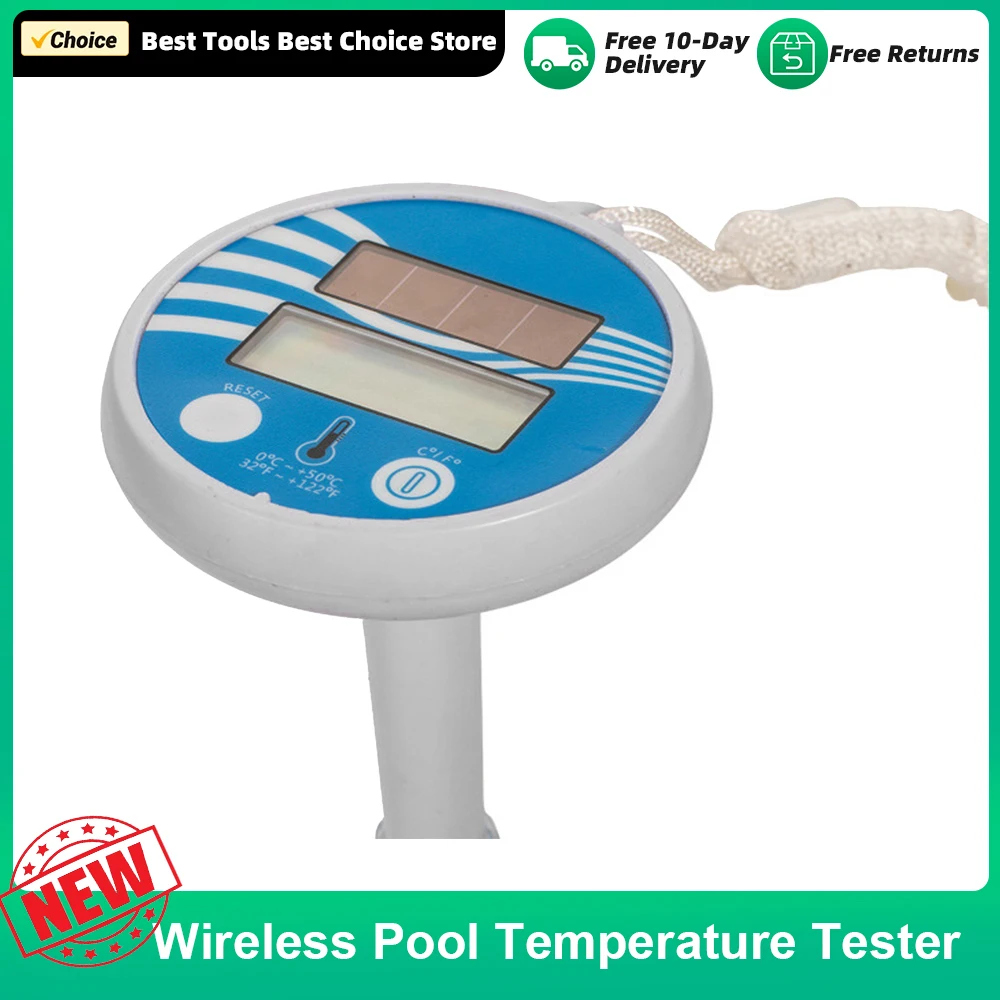 Solar Powered Thermometer Wireless Pool Temperature Tester Swim Pond ...