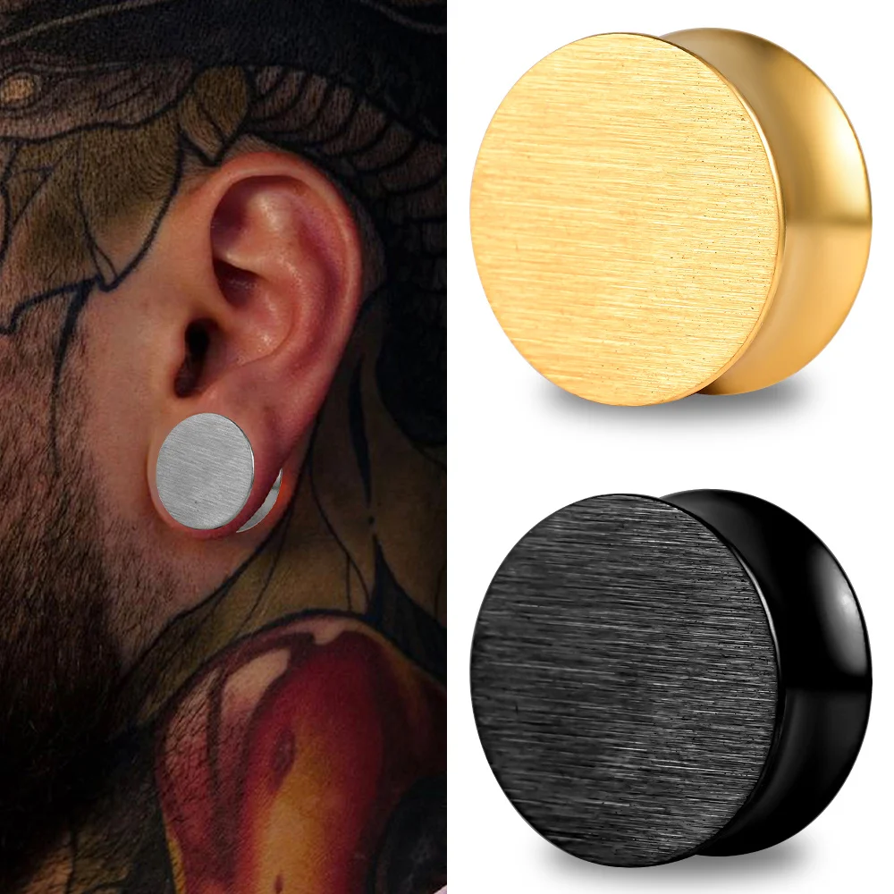 Doearko-2PCS-Cool-Wire-Drawing-Double-Flared-Ear-Piercing-Plugs ...