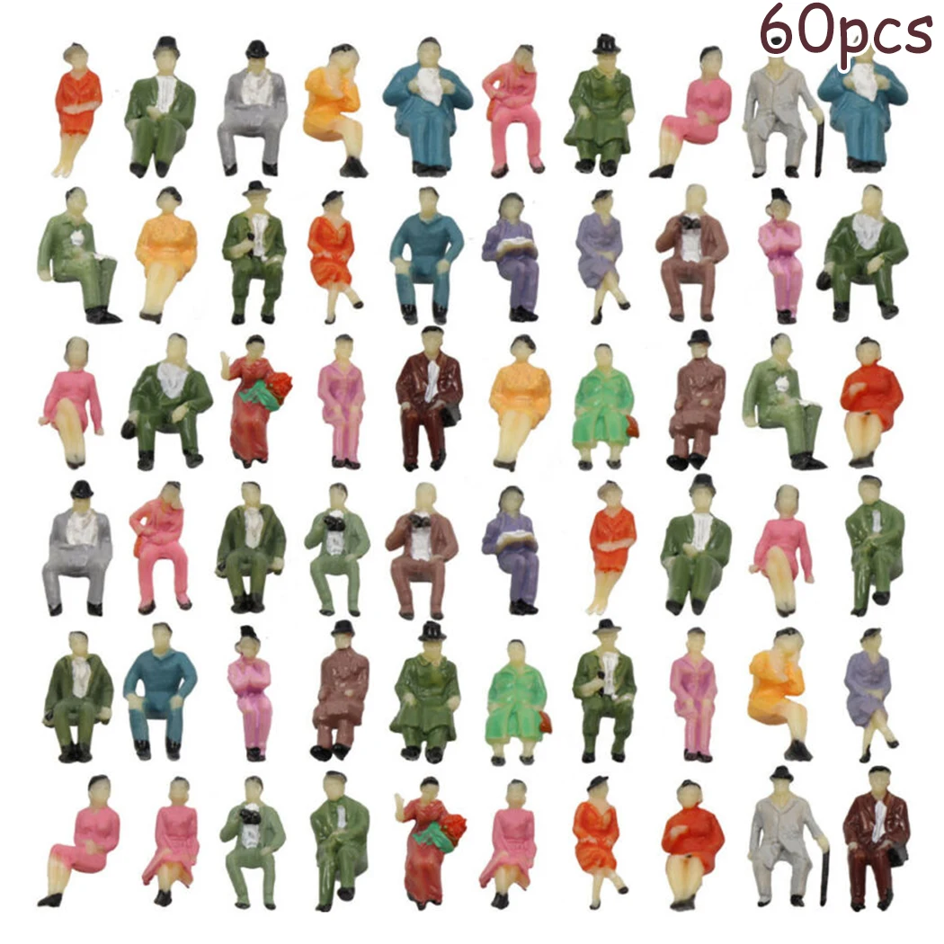 60pcs HO Scale 1:87 All Seated Passenger People Sitting Figures 30 ...