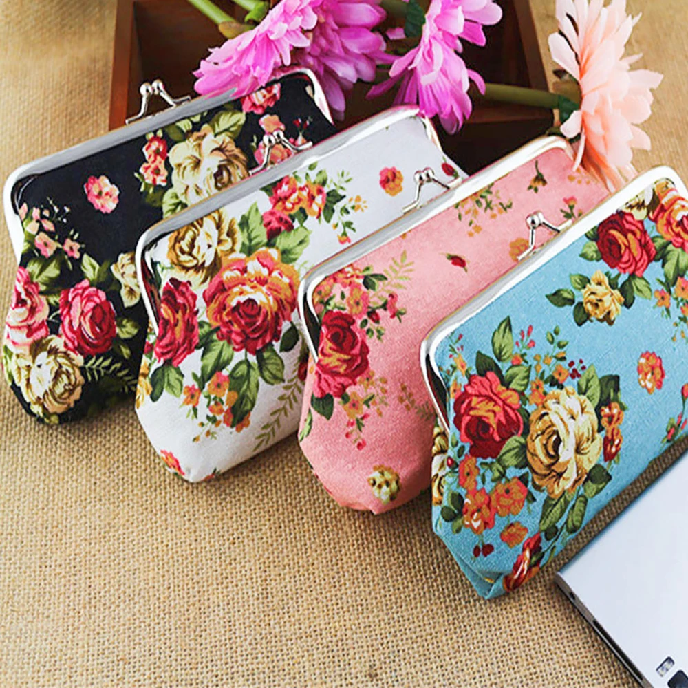Vintage-Wallet-Long-With-Rose-Flower-Printed-Samall-Coin-Purse-Canvas ...