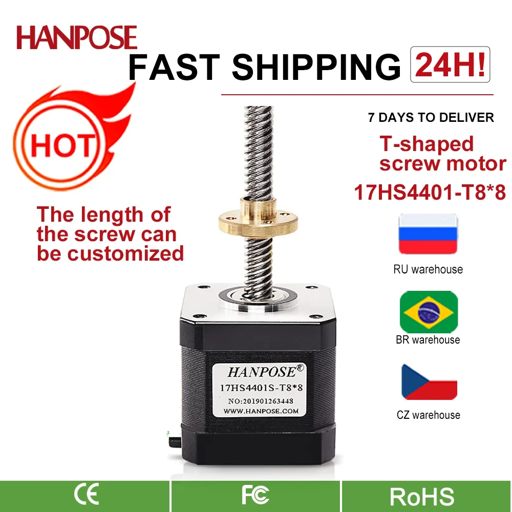 Nema17 Stepper Motor 40mm 1.5A 42 17HS4401S-T8*8 300mm Screw Rod Linear ...