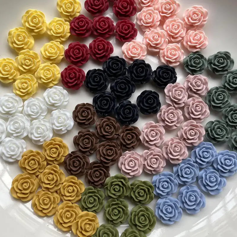 20 pçs 20mm rosa flor plana volta resina gemas pedras de cristal contas ...