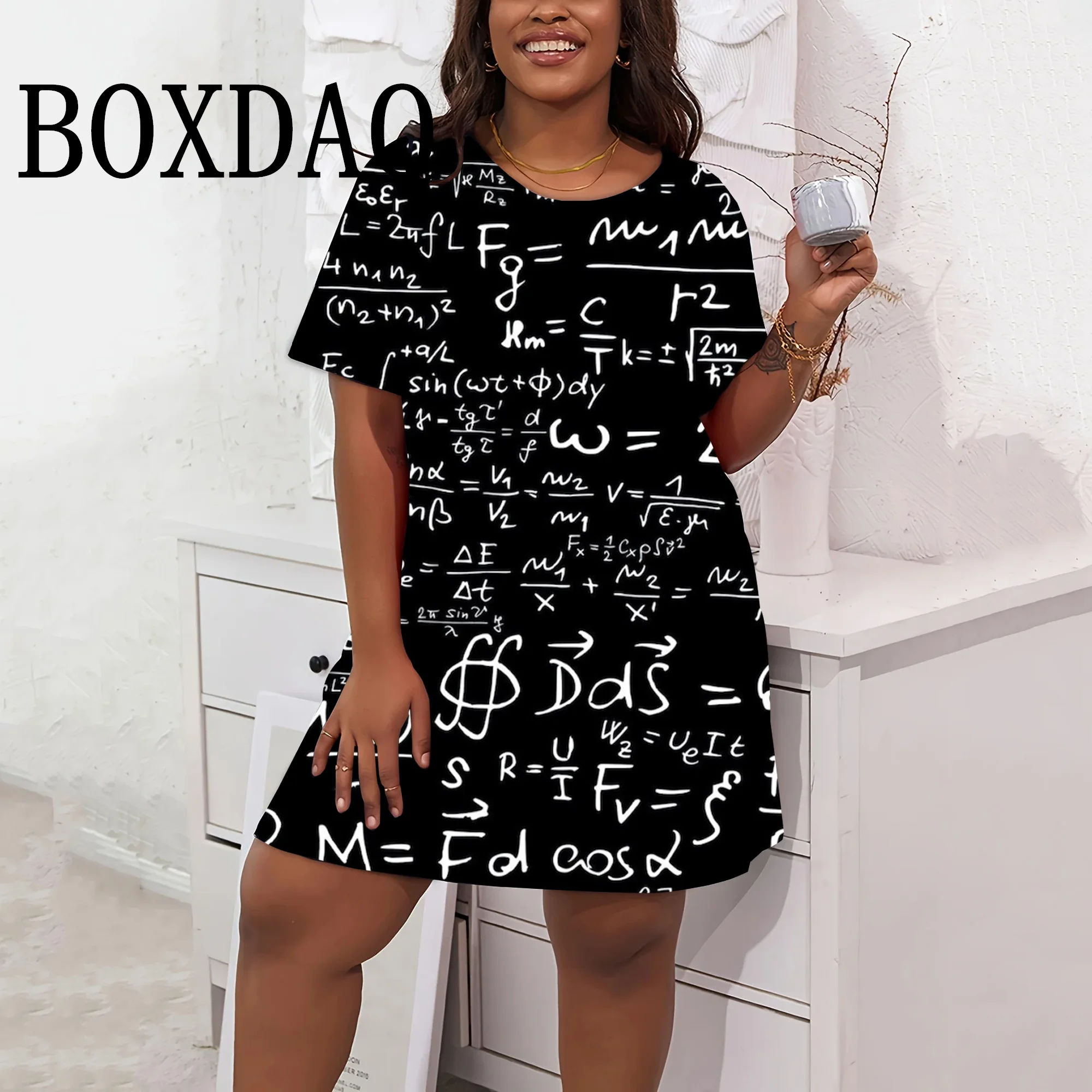 Figure Mathematical Formula Dresses For Women Plus Size Clothes Summer ...