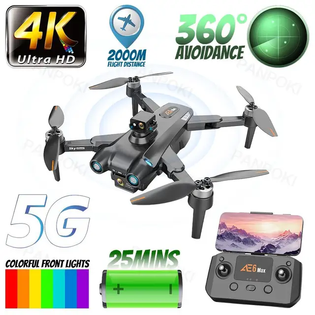 AE6 MAX Professional FPV 4K Camera Drone with DUAL Camrea 5G WiFi 2KM ...