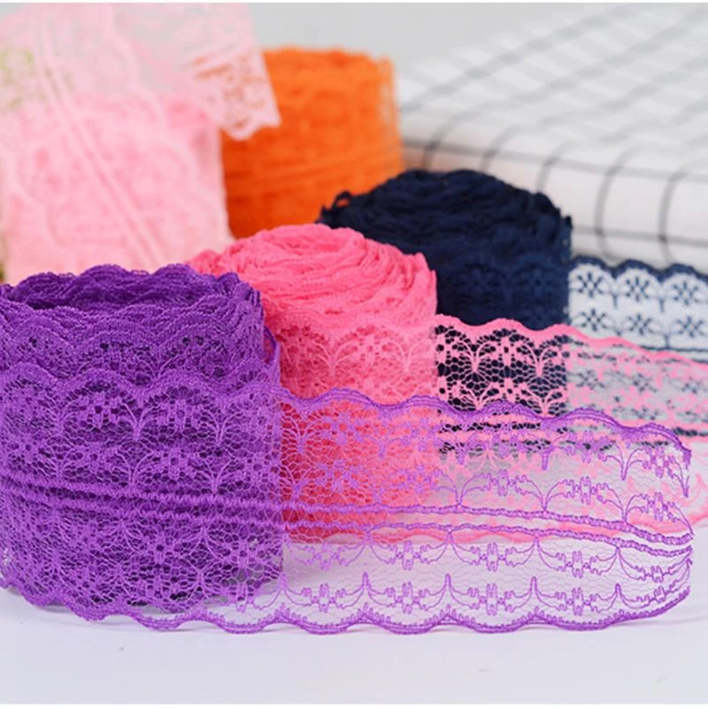 10M Colorful Lace Ribbon 45MM Width Trim Fabric DIY Embroidered Net ...