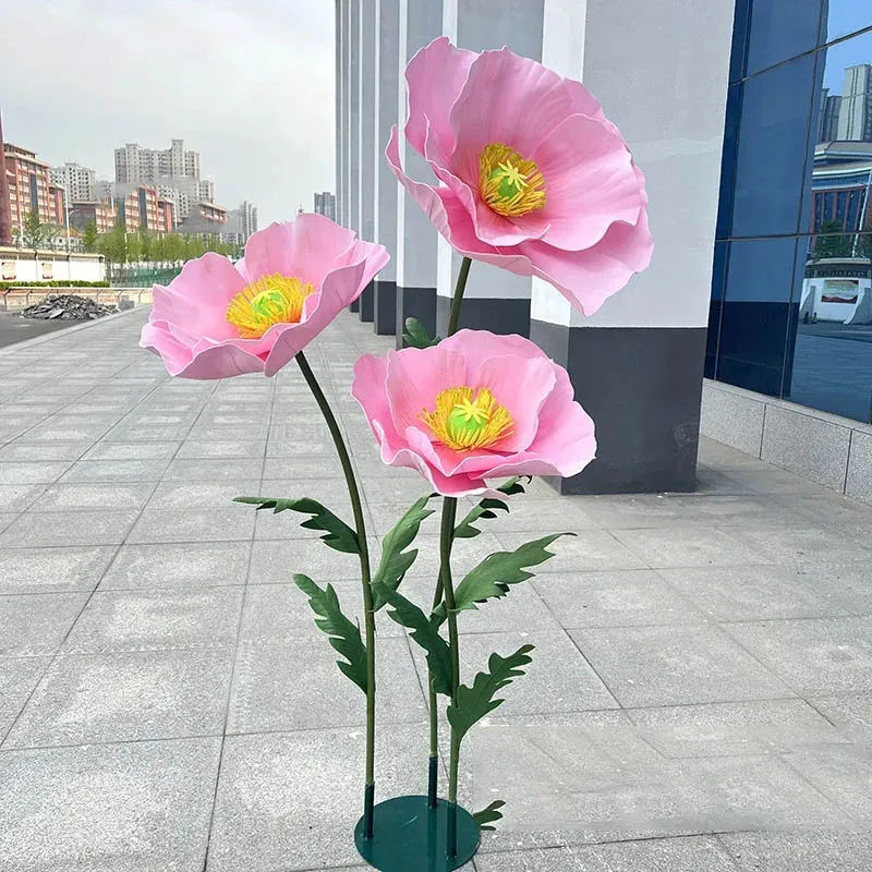 3Pcs-Artificial-Big-Poppy-Foam-Flower-Outdoor-Garden-Wedding-Background ...