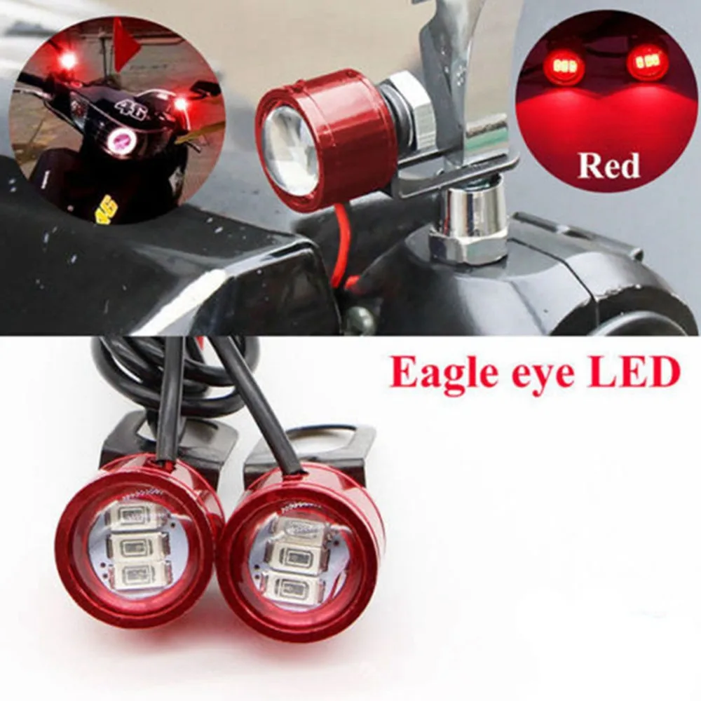 2-x-DC-12V-Red-DRL-Motorcycle-Rearview-Mirror-Eagle-Eye-3-LED-Flash ...