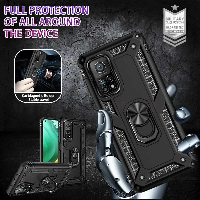 For Xiaomi Mi 10T 10 T Pro 5G Case Magnetic Metal Ring Holder Phone ...