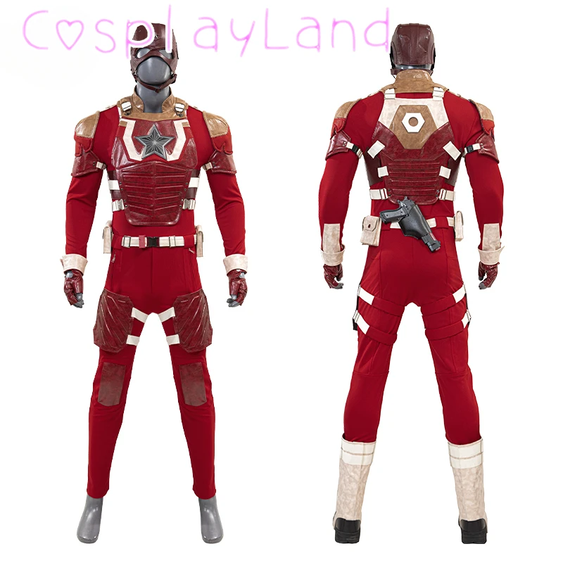 High Quality Superhero Red Guardian Cosplay Costume Helmet Jumpsuit ...