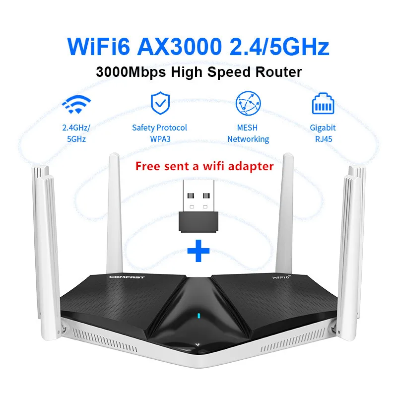WIFI6-Router-AX3000-Gigabit-IPV6-WPA3-router-2-4GHz-5G-Repeater ...