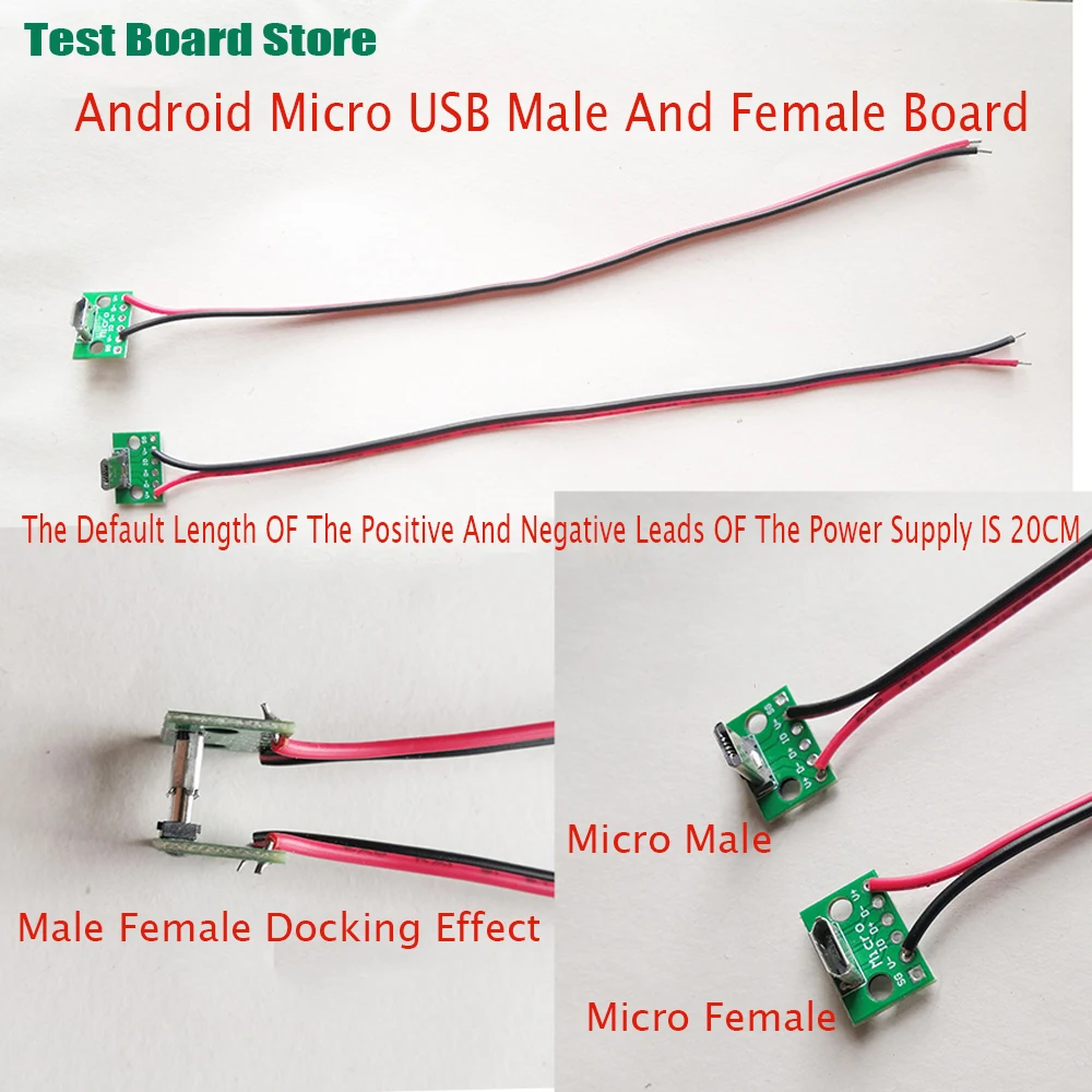 Test Board 1pcs 5Pin 5P Android Micro USB Male Female Stand Vertical ...