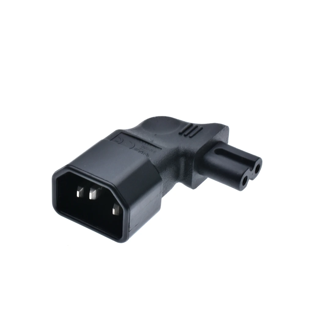 ขวามุม C14 To C7ปลั๊กแปลงอะแดปเตอร์ IEC320 C14 3 Prong ปลั๊ก C7 2 Prong ...