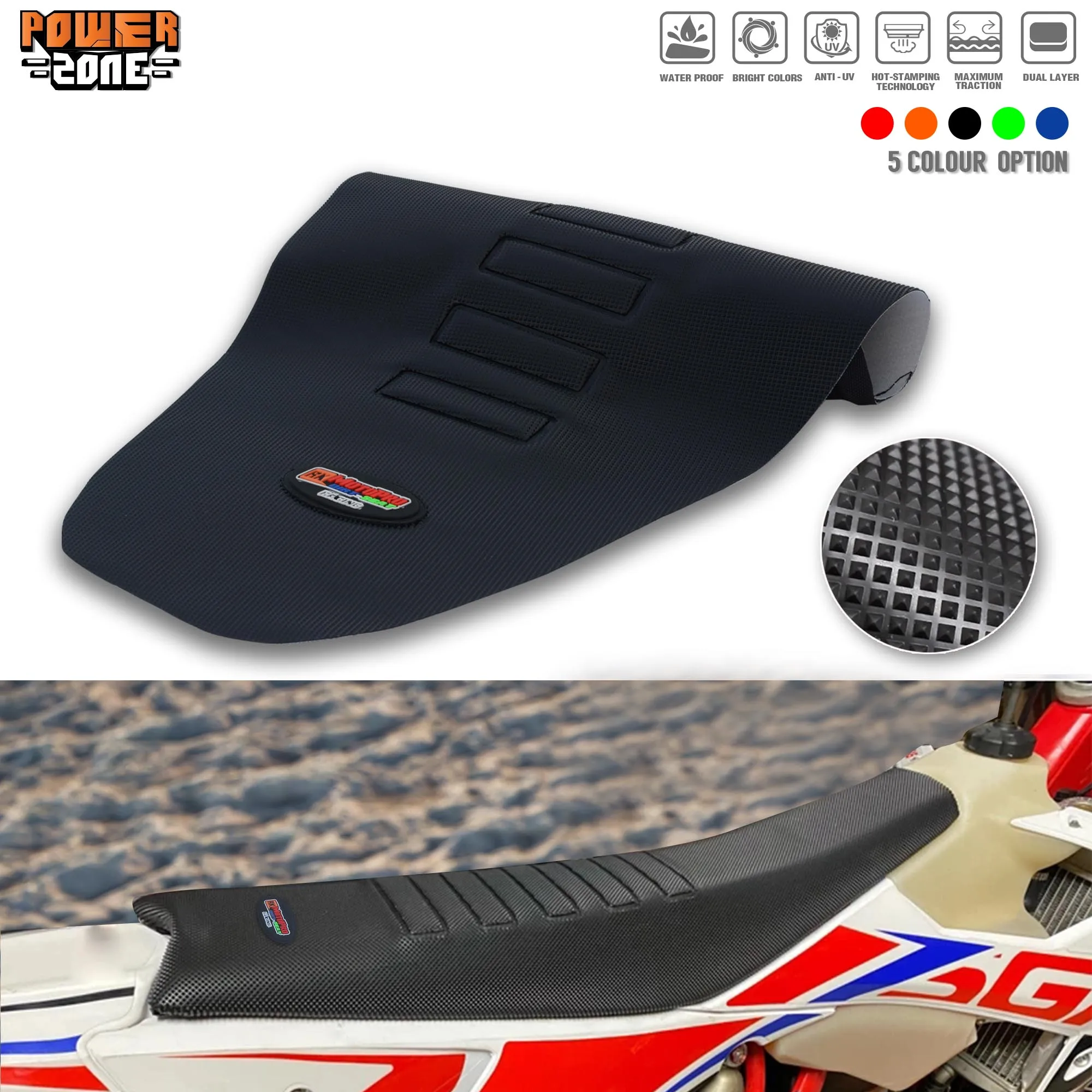 POWERZONE-Motorcycle-Seat-Cover-Non-slip-Gripper-Soft-Seat-Cover-3D-KXF ...