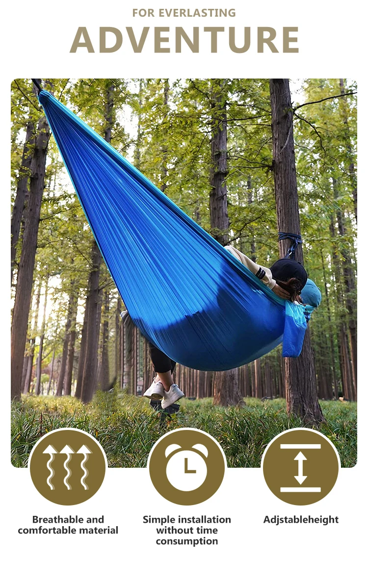 Sky Blue-Grey Parachute Hammock - Camping - Festival - Camping Boutique