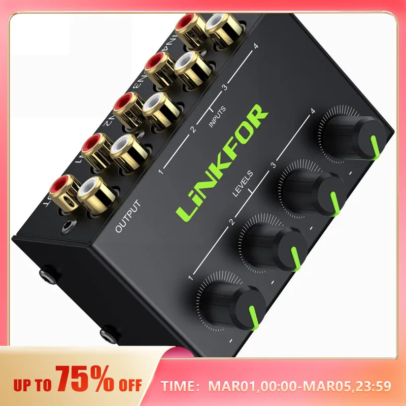 Mini-Stereo-Audio-Mixer-4-Channel-RCA-Inputs-Passive-Audio-Mixer-With ...