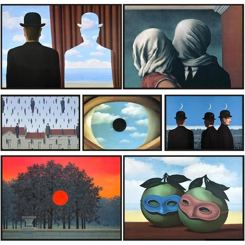 Rene-Magritte-Surrealism-Abstract-Artwork-False-Mirror-The-Lovers ...