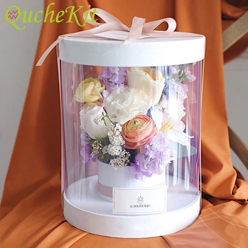 Flower-Gift-Box-Transparent-Round-Flower-Packaging-Boxes-Luxury-Floral ...